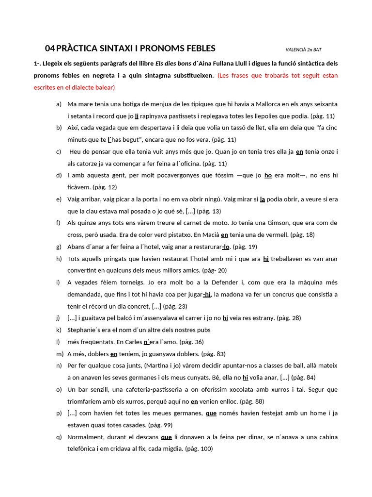 04 Pronoms Febles | PDF