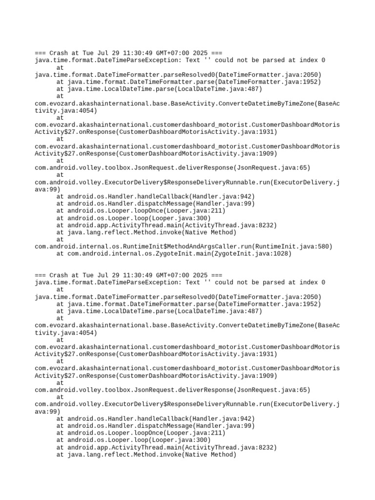 Crash Log | PDF | Java (Programming Language) | Software Engineering