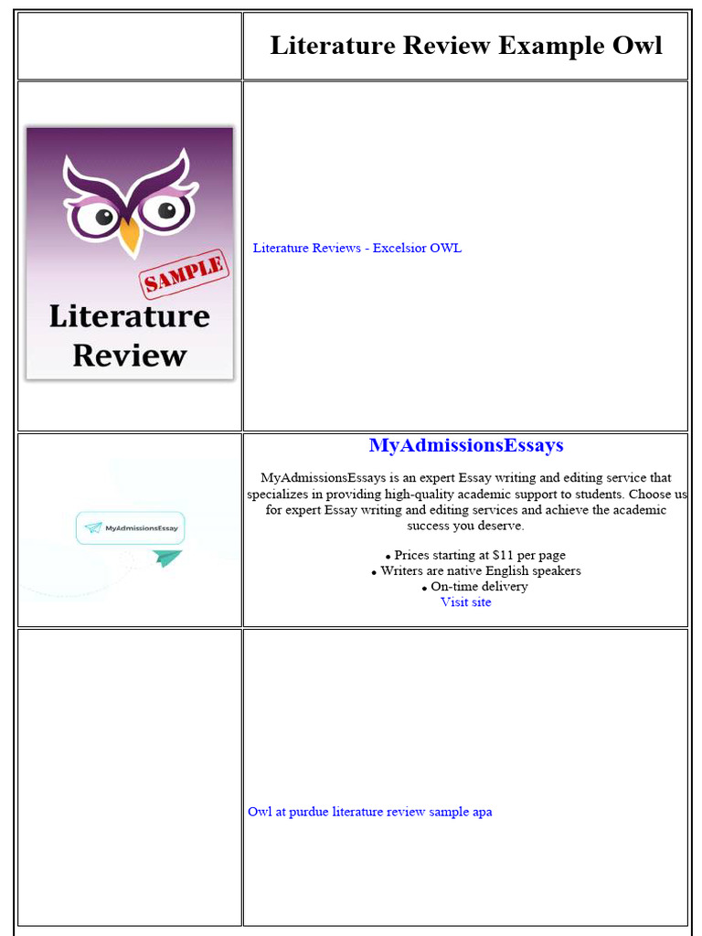 Literature Review Example Owl | PDF | Apa Style | Citation