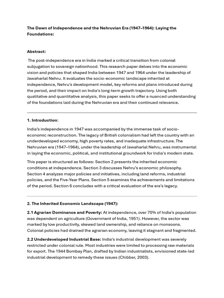 Nehruvian Era: Foundations of Modern India | PDF | Jawaharlal Nehru ...
