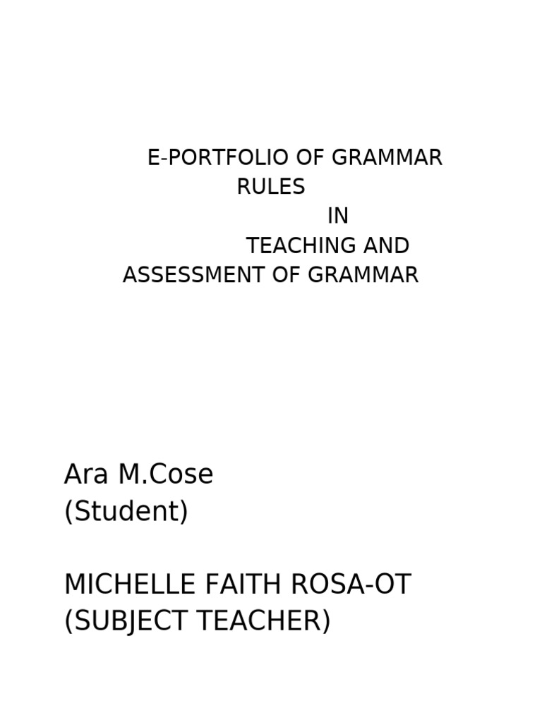 Grammar Rules for Teaching and Assessment | PDF | Adverb | Verb