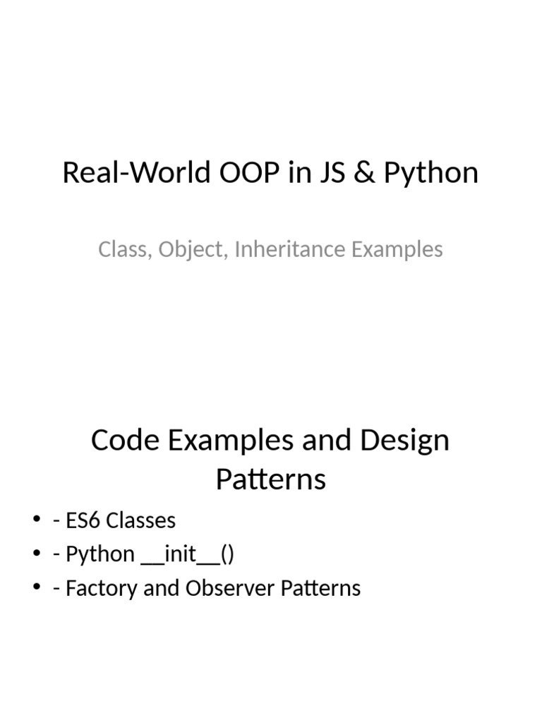 Real World OOP JS Python Presentation | PDF