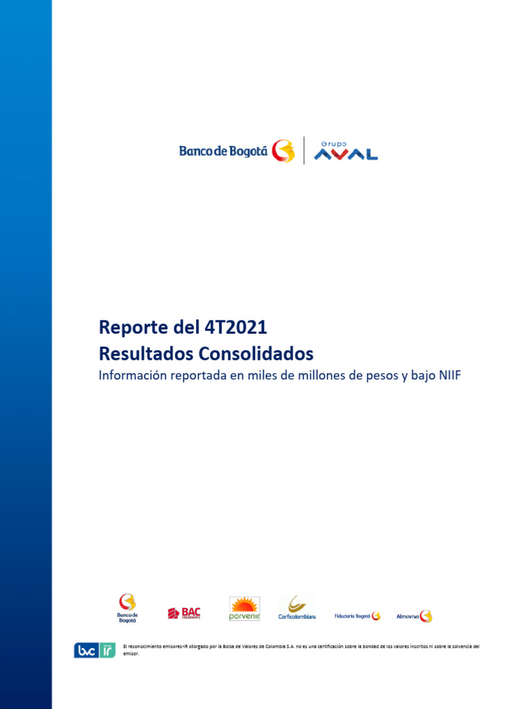 Informe Banco de Bogota Consolidado 4t21 | PDF | Bancos | Colombia