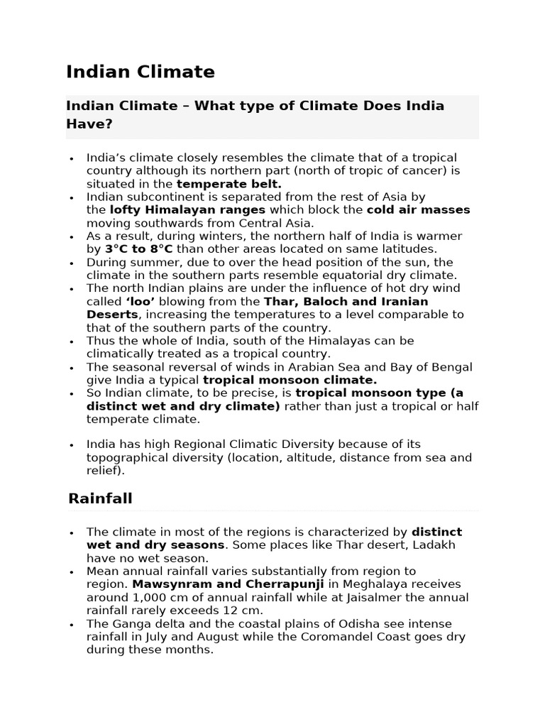 Indian Monsoon Climate | PDF | Monsoon | Rain