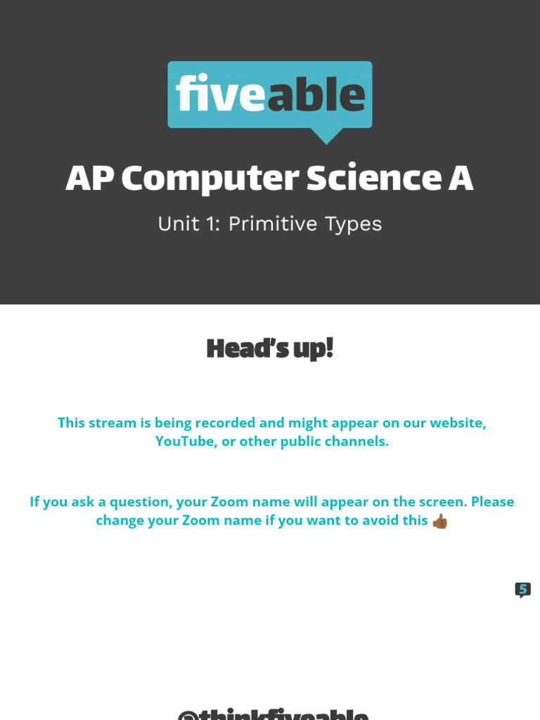 AP Computer Science a Cram Unit 1_ Primitive Types | PDF | Integer (Computer Science) | Boolean ...