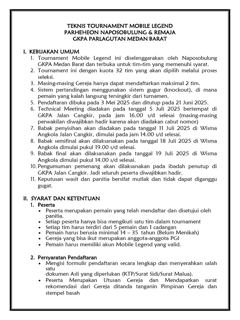 2) Teknis Turnamen Mobile Legend | PDF