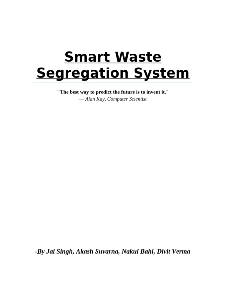Smart Waste Segregation Project Report | PDF | Artificial Intelligence | Intelligence (AI ...