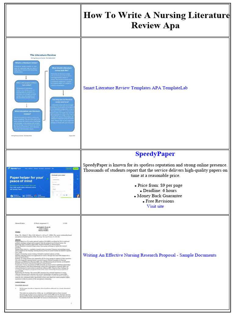How To Write A Nursing Literature Review Apa | PDF | Essays ...