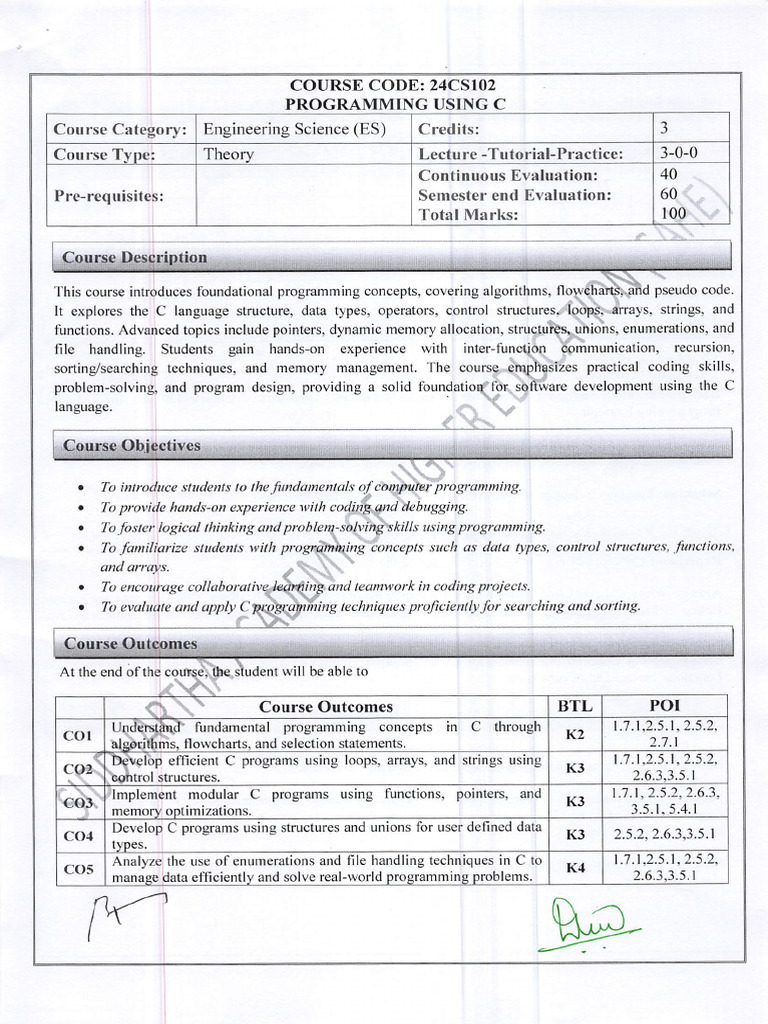 24CS102 Programming Using C | PDF