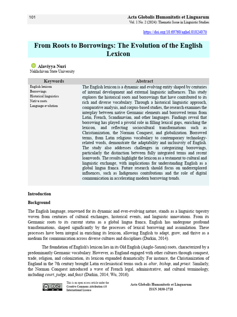 Evolution of English Lexicon: Roots & Borrowings | PDF | English ...