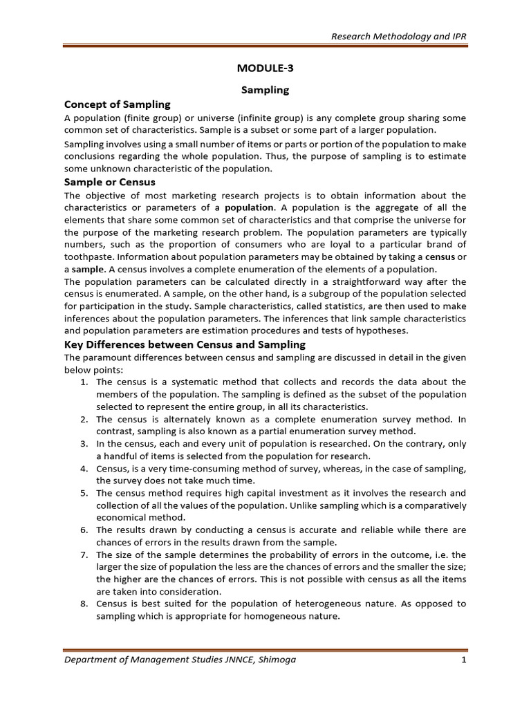 RM&IPR-Module-3 | PDF | Sampling (Statistics) | Standard Error
