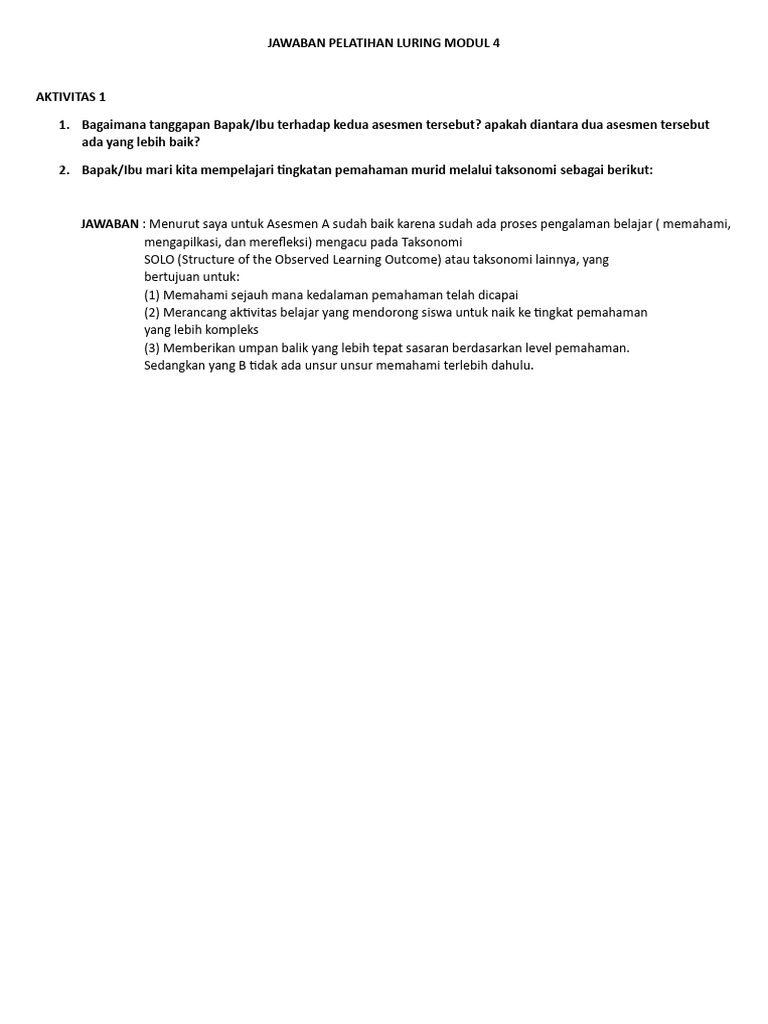 Aktivitas 1 in 1.4.2.1.jawaban Pelatihan Luring Modul 4 - Maya Nirmala Shandy | PDF