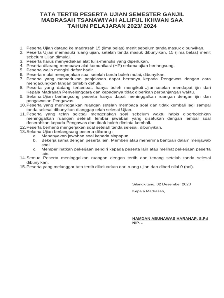 Tata Tertib Ujian | PDF