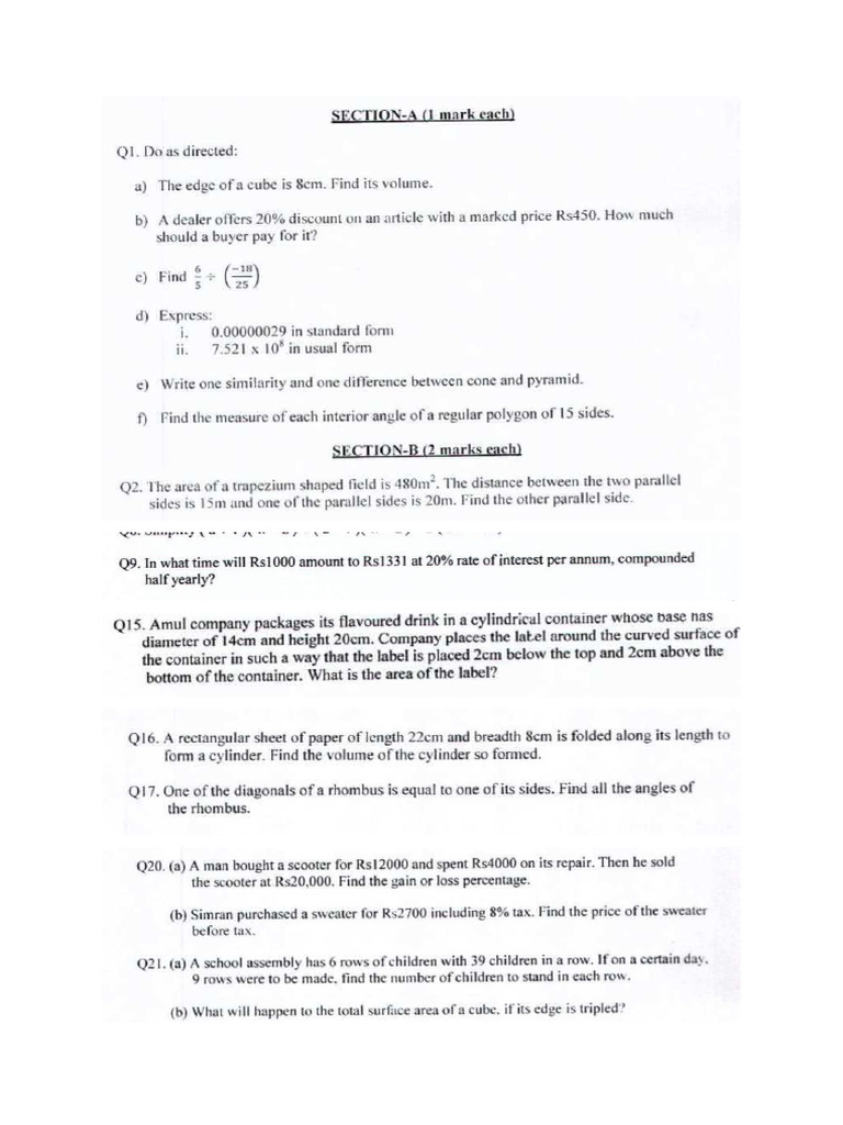 Maths Mid Term | PDF