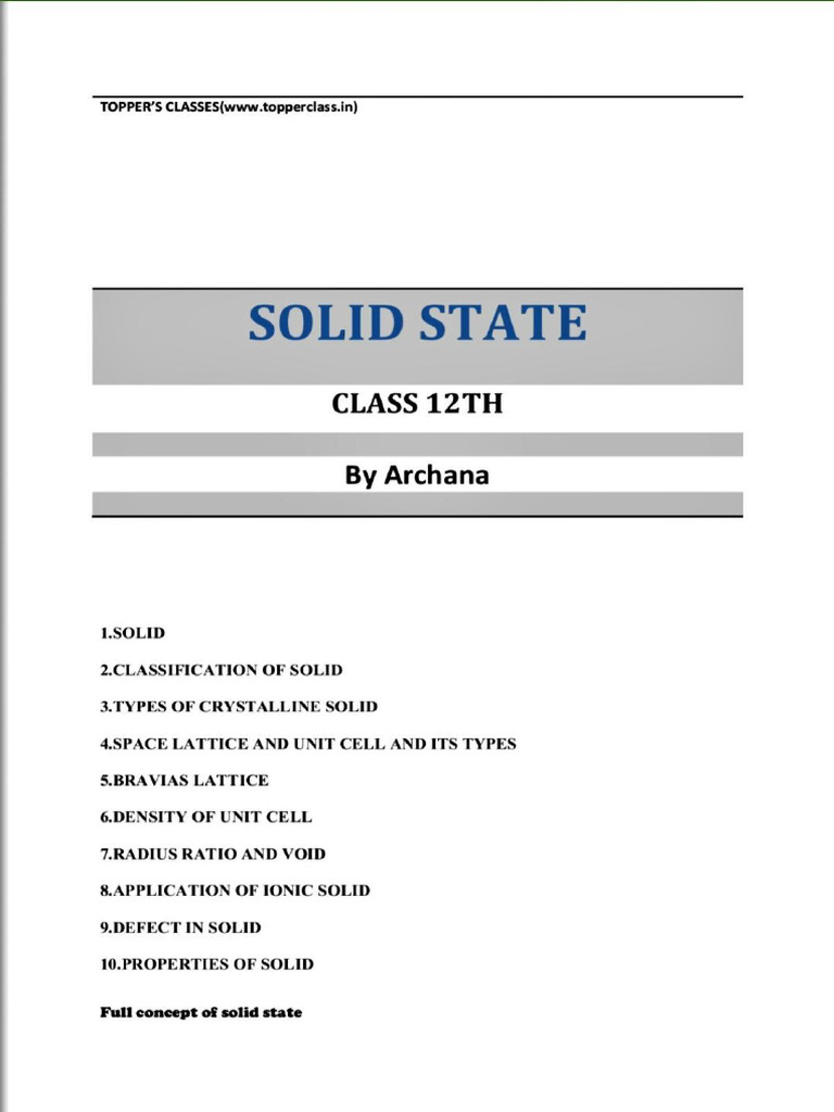 Solid State Part 1 | PDF