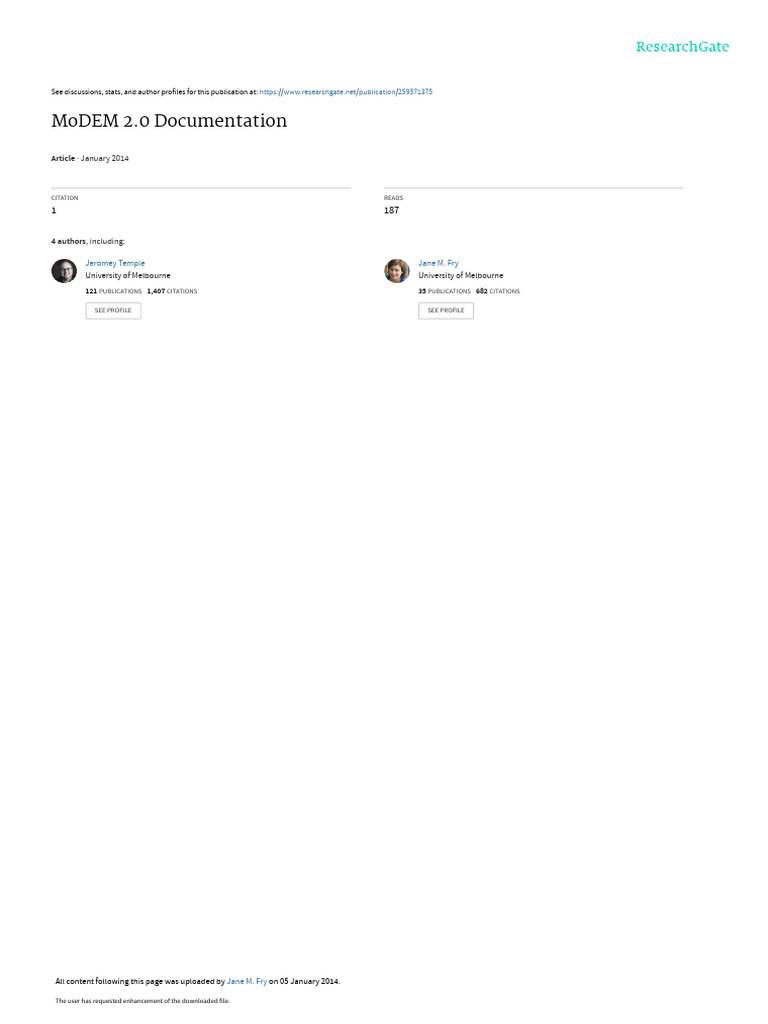 MoDEM2manual | PDF | Microsoft Excel | Menu (Computing)
