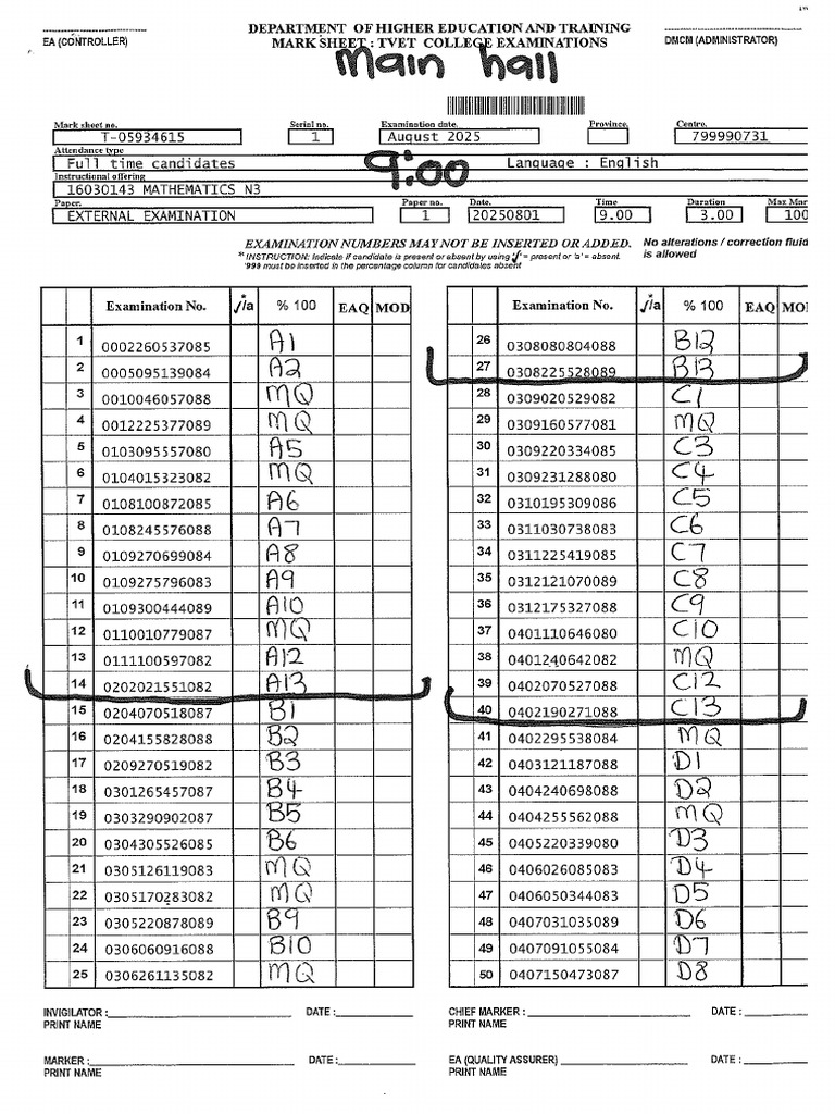 Sitting Plan 01 August 2025 | PDF