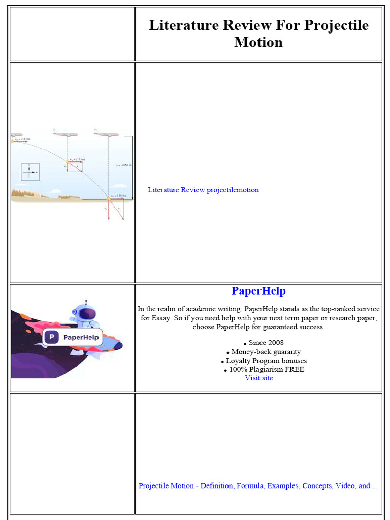 Literature Review For Projectile Motion | PDF | Acceleration | Physics
