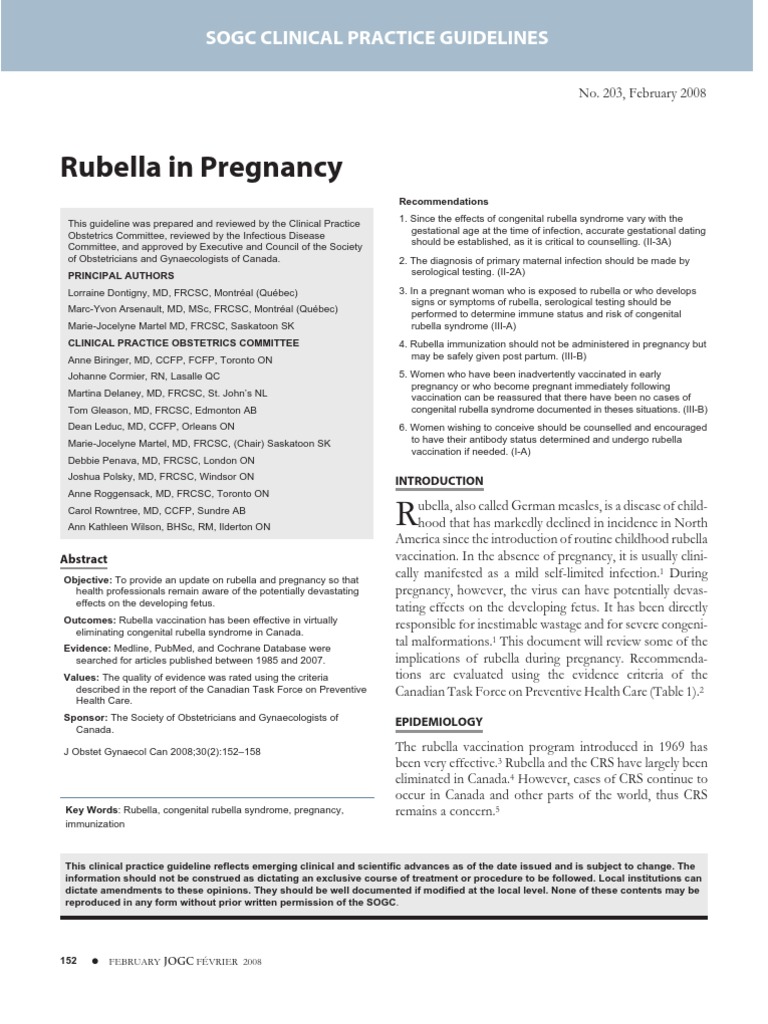 Rubella Guidelines for Pregnancy Care | PDF