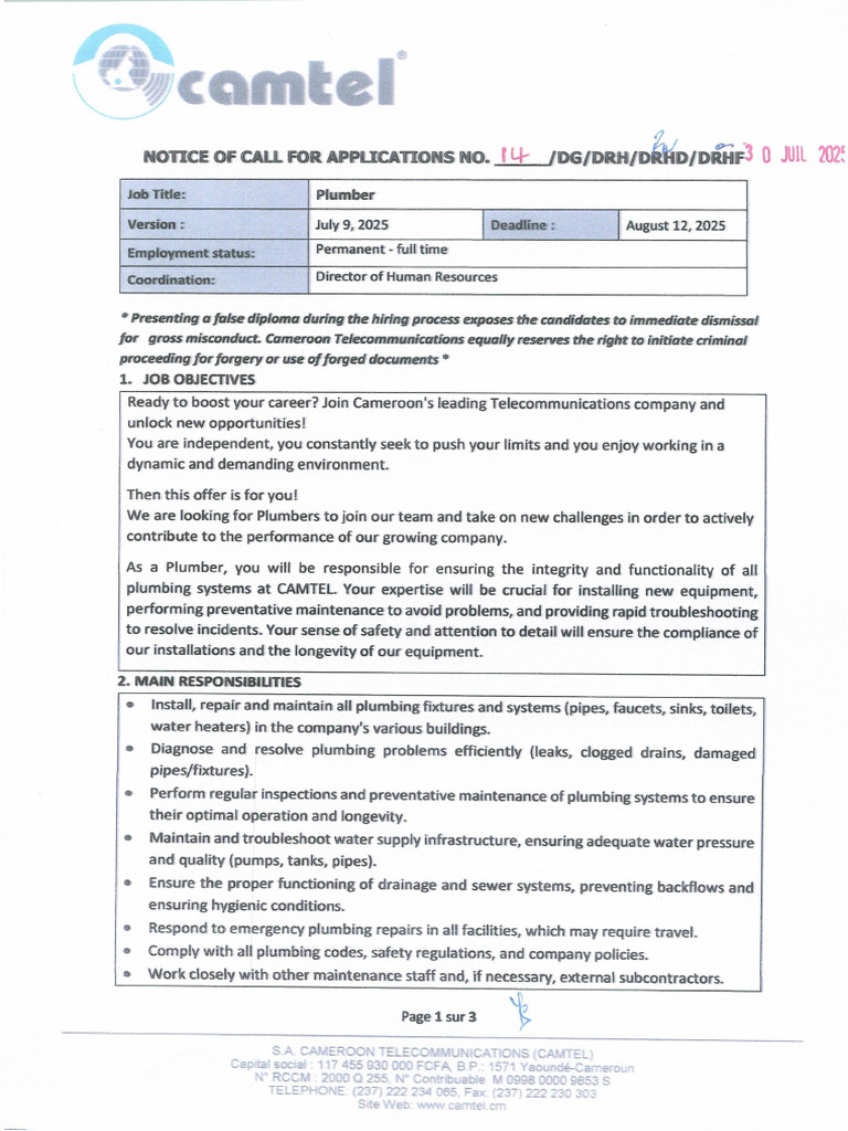 Plumber Job Application Guide | PDF | Plumbing | Hydraulic Engineering