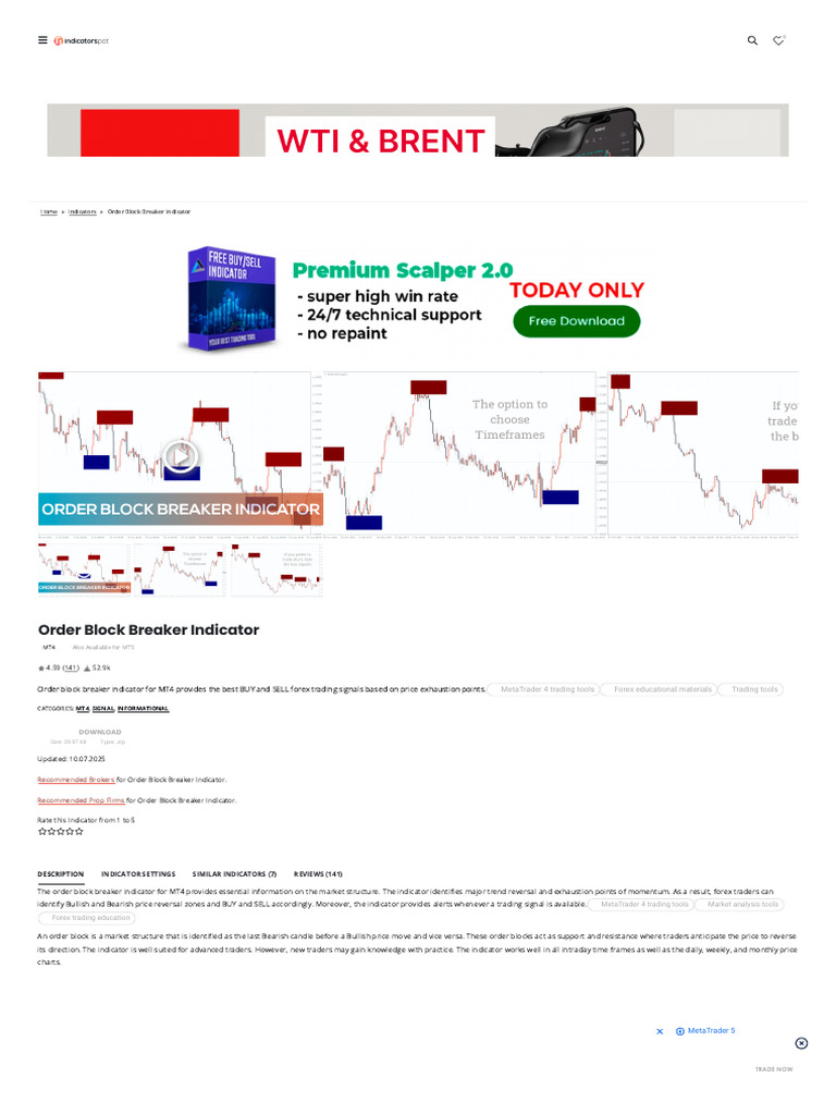 MT4 Order Block Breaker Indicator Guide | PDF | Market Trend | Day Trading