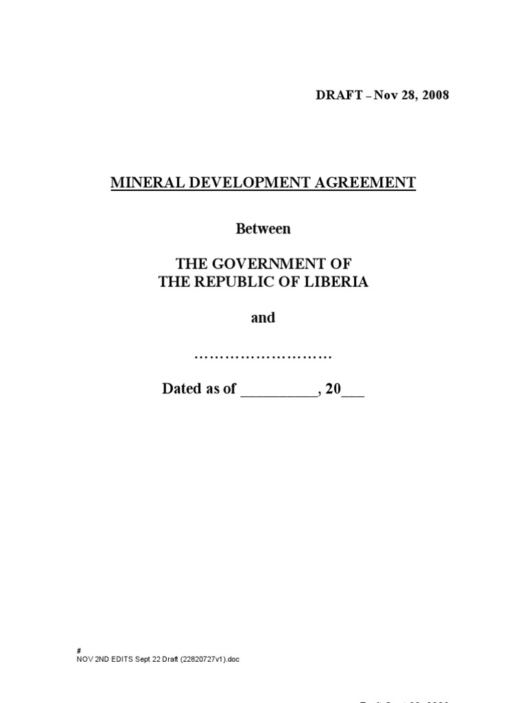 Mineral Development Agreement: Draft Nov 28, 2008 | PDF | Taxes | Mining