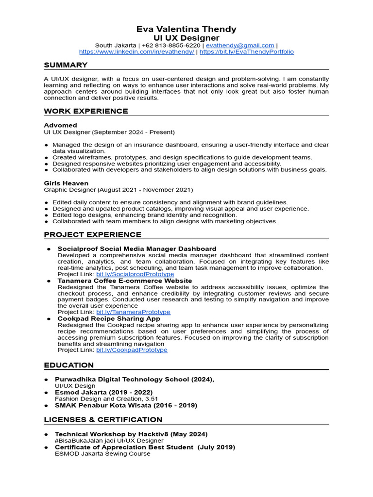 Eva Valentina Thendy - Creative CV & ATS CV | PDF | Computing | Design