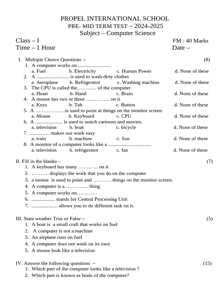 Class I | PDF | Office Equipment | Computing