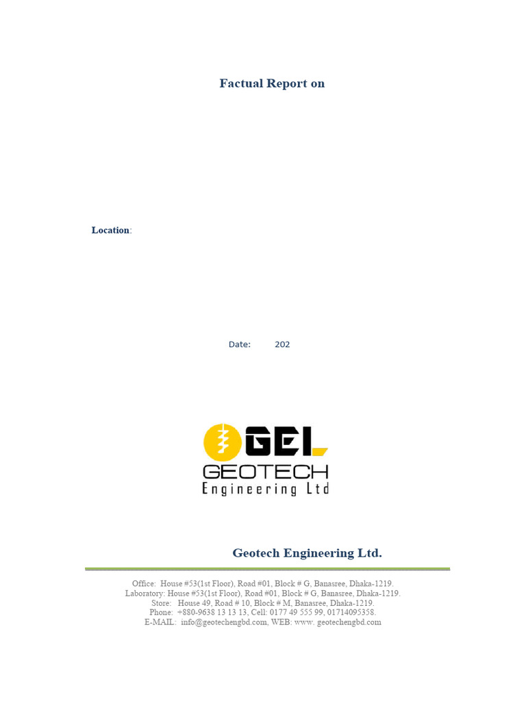 Geotechnical Investigation Report for Hossain's Palace (Revised) | PDF | Geotechnical ...