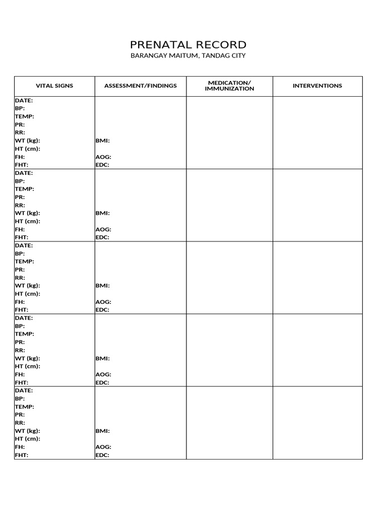 Prenatal Sheet | PDF | Pregnancy | Public Health