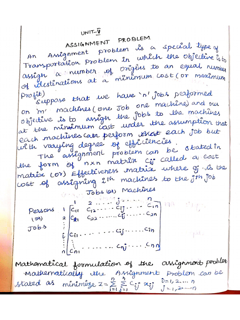 Or - Unit V - Assignment Problem | PDF