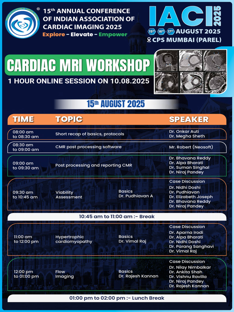 Iaci Cardiac Mri Workshop Schedule FP New | PDF | Heart | Imaging