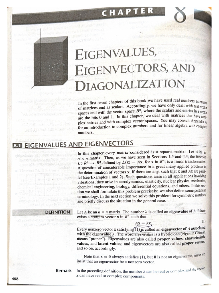 CHP 8 Eigen Values, Eigen Vectors and Diagonalization PDF | PDF