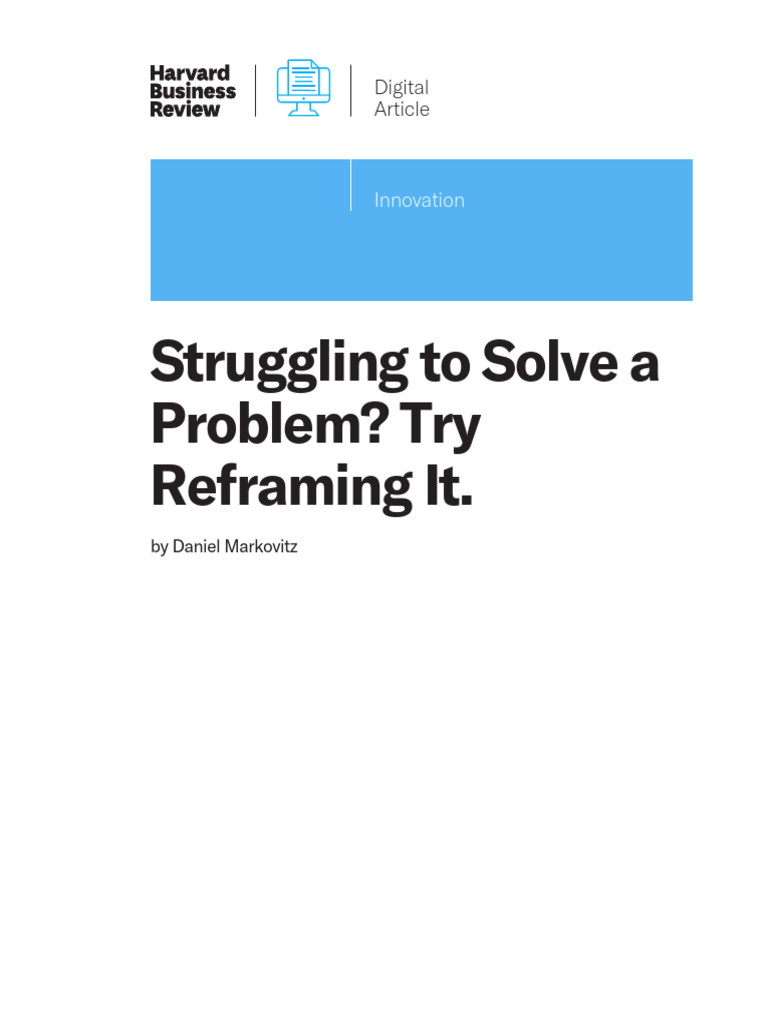 2020 11 Struggling To Solve A Problem Try Reframing It | PDF ...