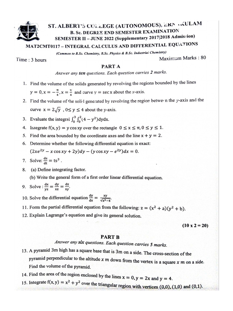 Maths 2sem Question Paper | PDF