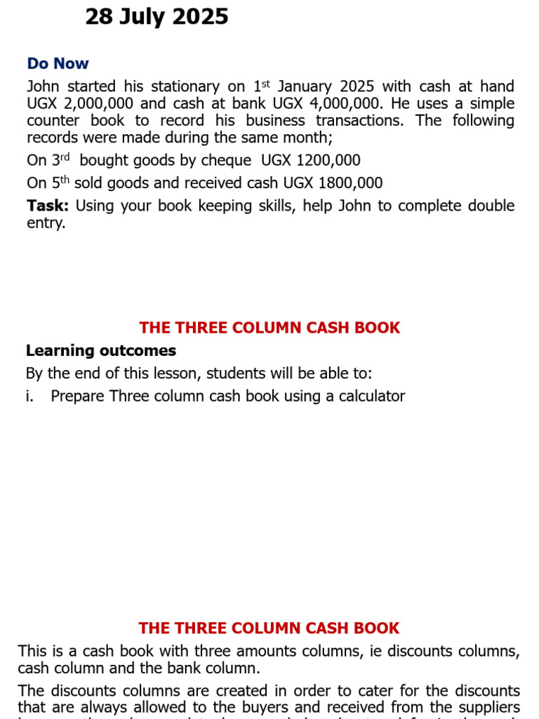 Three Column Cash Book Pr11 25 | PDF | Discounts And Allowances ...