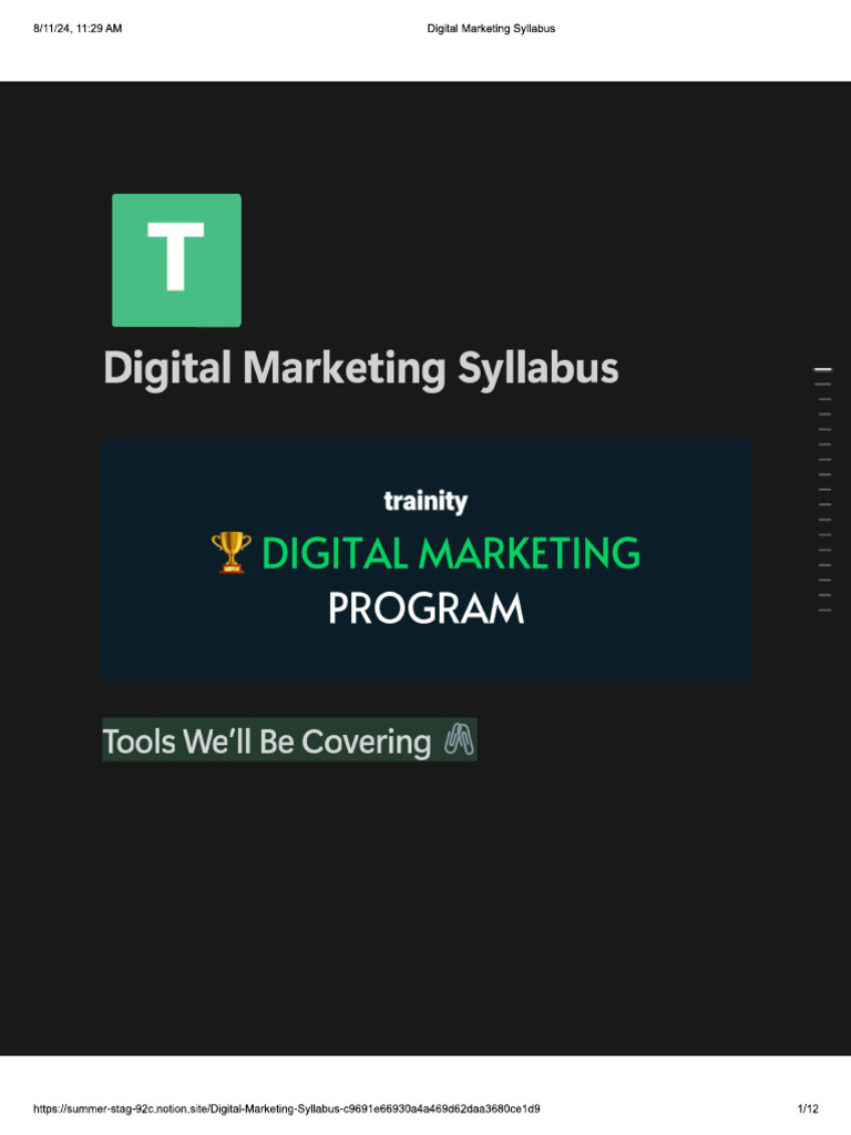 Trainity - Digital Marketing Program | PDF