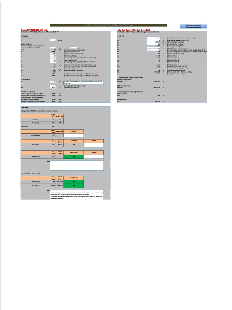 Earth Mat Design for Substation Grounding | PDF | Physical Quantities ...