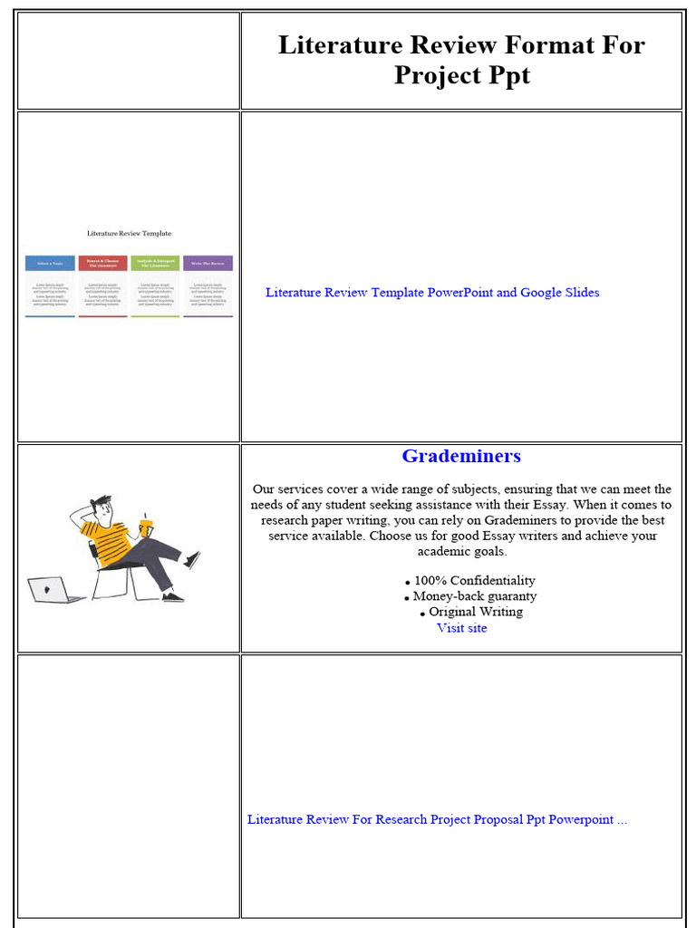 Literature Review Format For Project | PDF | Essays | Literature Review