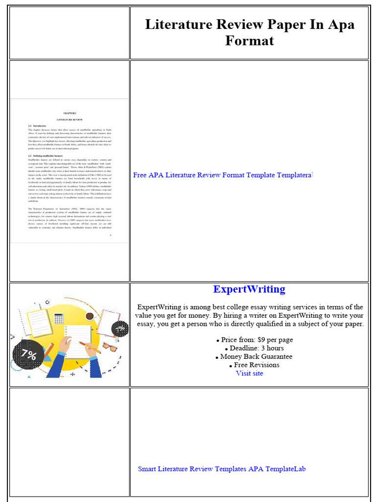 Literature Review Paper in Apa Format | PDF | Apa Style | Thesis