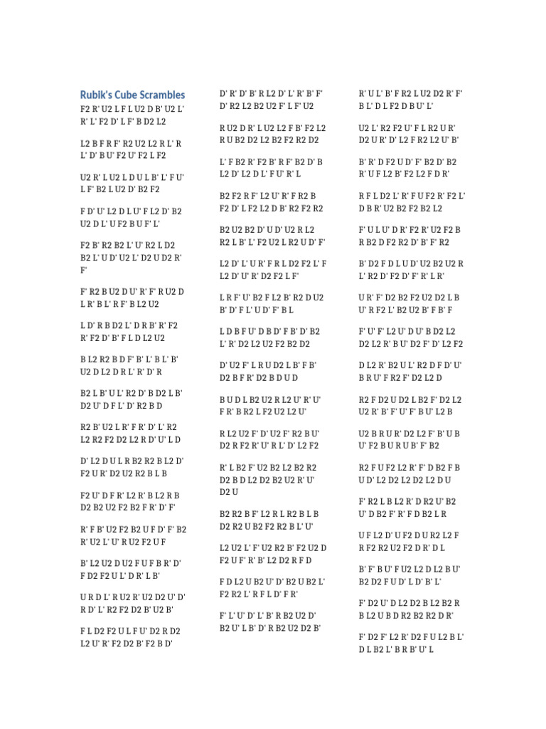 Rubik Scrambles | PDF
