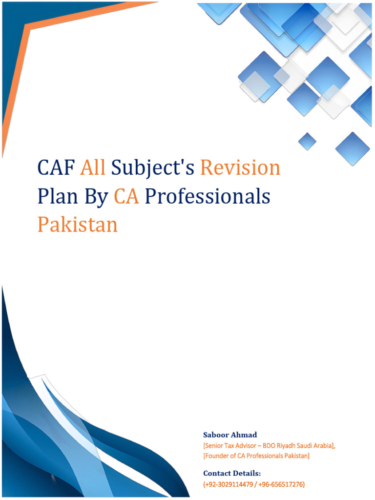 CAF 2025 Revision Plans for CA Exams | PDF | Income | Taxes