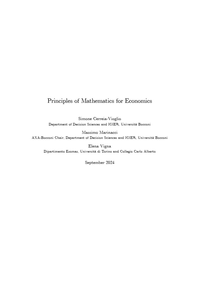 Advanced Mathematics for Economics | PDF | Determinant | Function ...