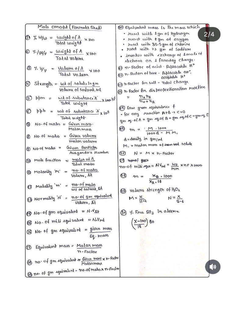 Mole Concept (NOTES) | PDF