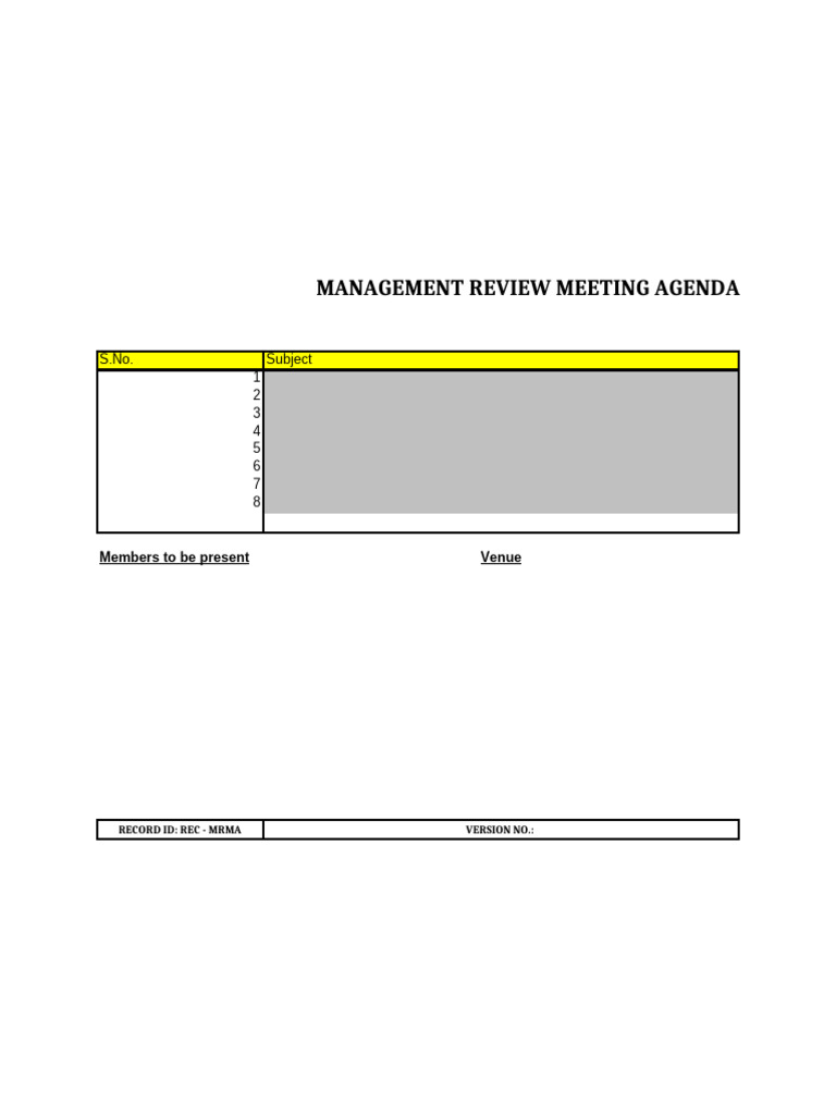 Management Review Meeting Agenda | PDF