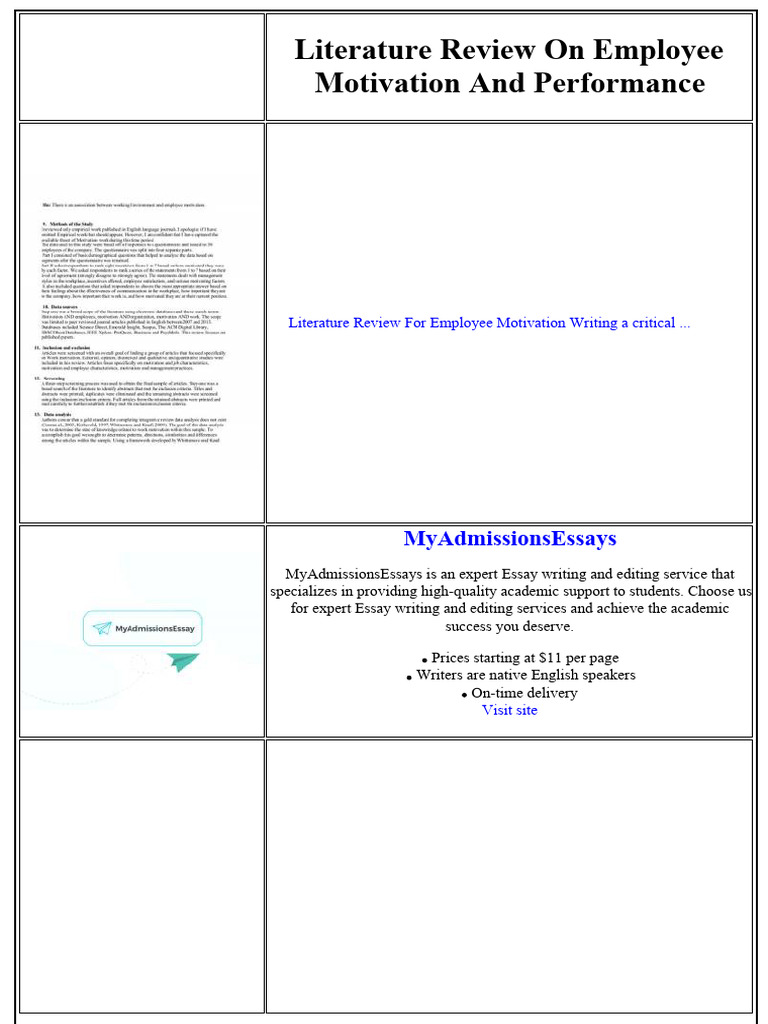 Literature Review On Employee Motivation and Performance | PDF ...