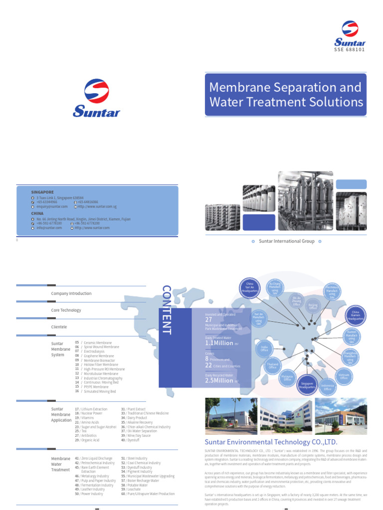 Suntar Membrane Technology Overview | PDF | Chromatography | Membrane