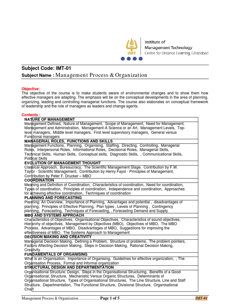 Imt 01 | PDF | Organizational Structure | Decision Making