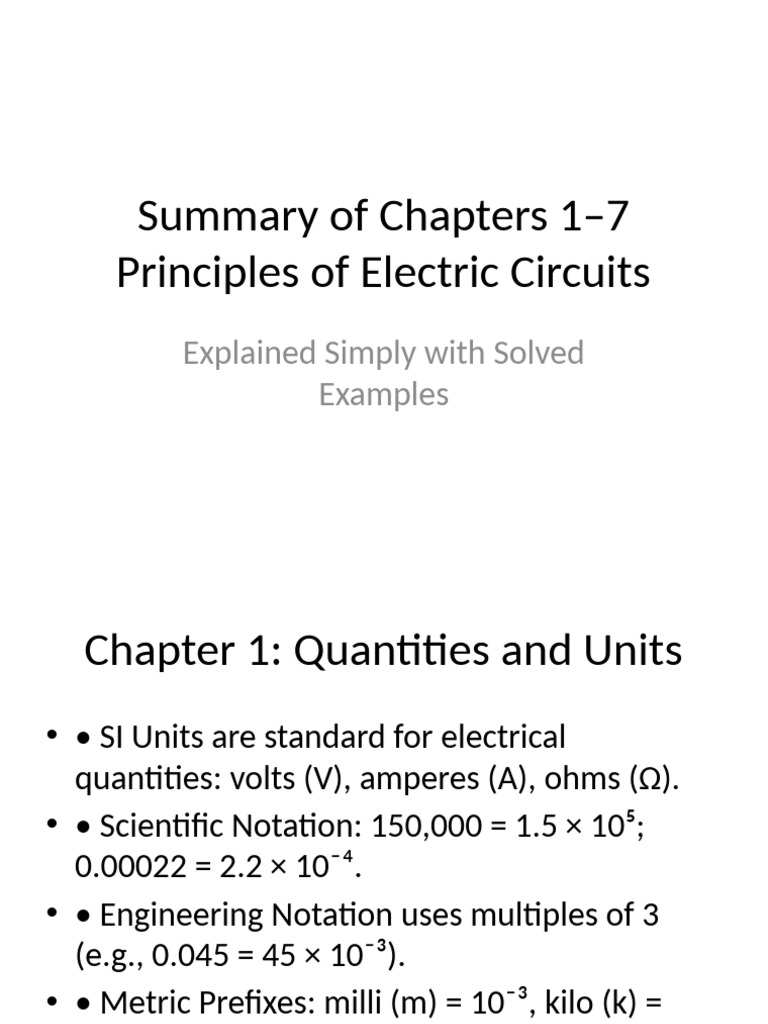Electric Circuits: Chapters 1-7 Summary | PDF