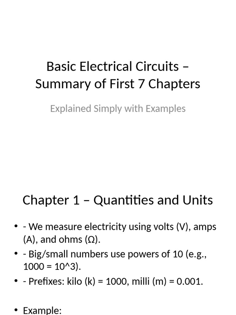 Electrical Circuits Summary Presentation | PDF
